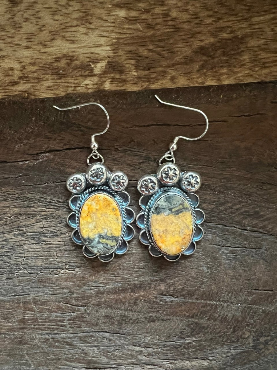 Bumblebee Jasper Squash Blossom Necklace With Earrings! HUGE ...